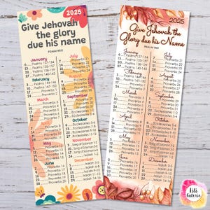 Bookmarks 2025 Bible Reading Schedule + Yeartext - JW - Printable File ...