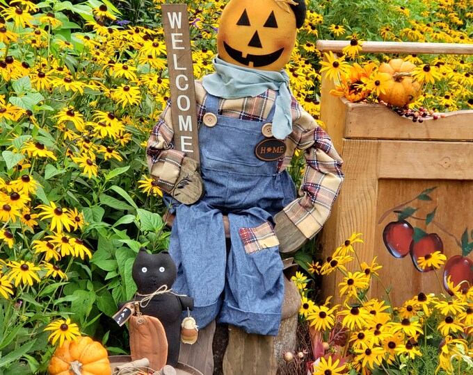Scarecrows, 33", Pumpkin Scarecrow, Pumpkin Doll, Free Sitting ...