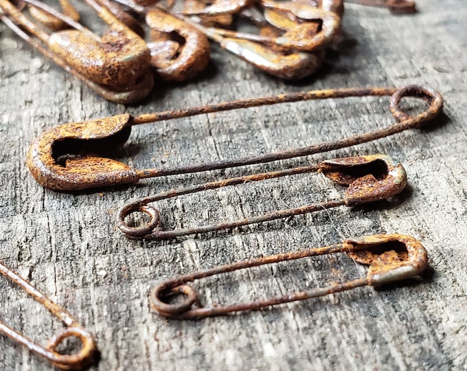 Rusty Safety Pins, 100 Ct, Primitive Craft Supplies, Multiple Size ...
