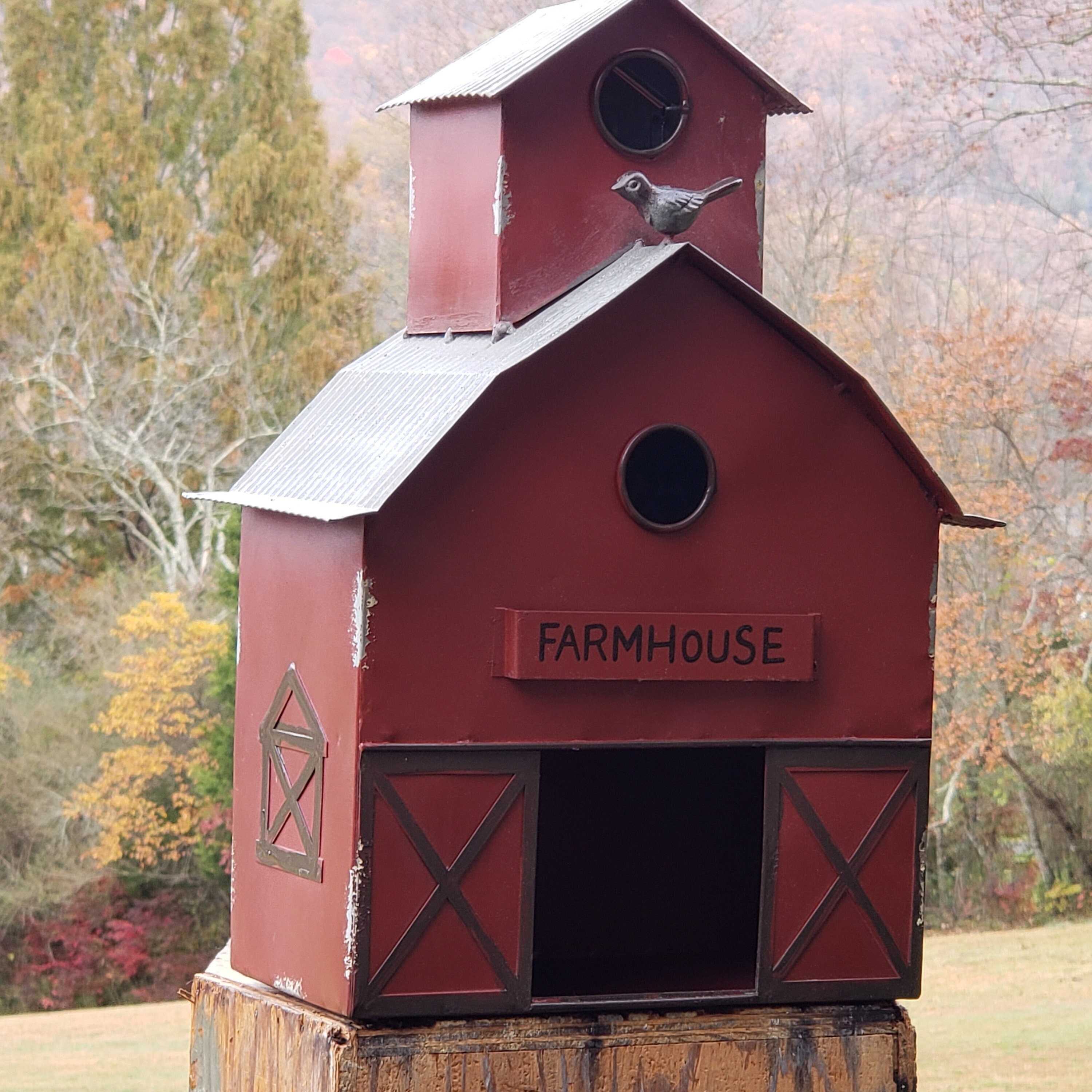 Large Rustic Primitive Farmhouse Three Tier Birdhouse Home Décor ...