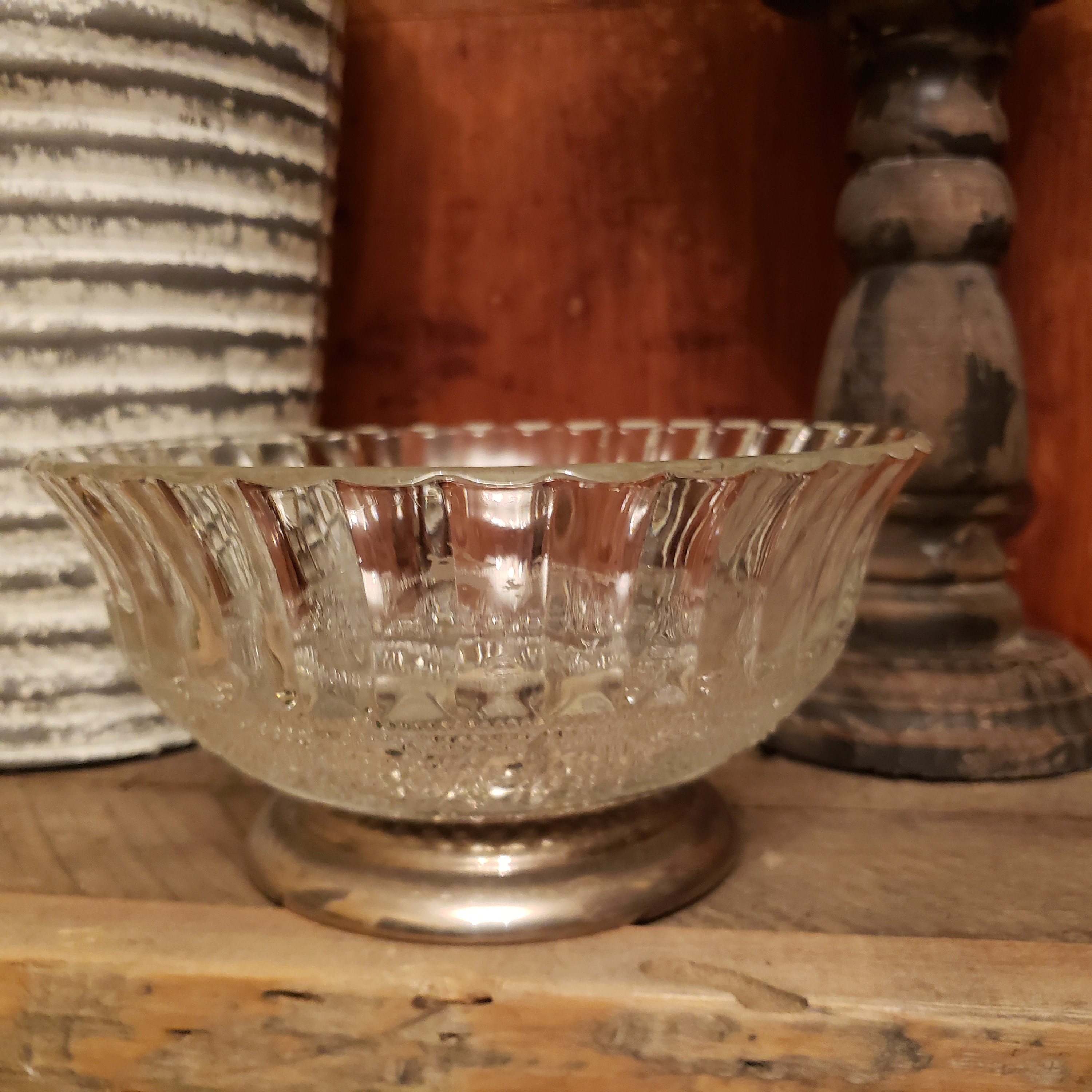 Glass & silver bowl antique glass and silver bowl | Etsy