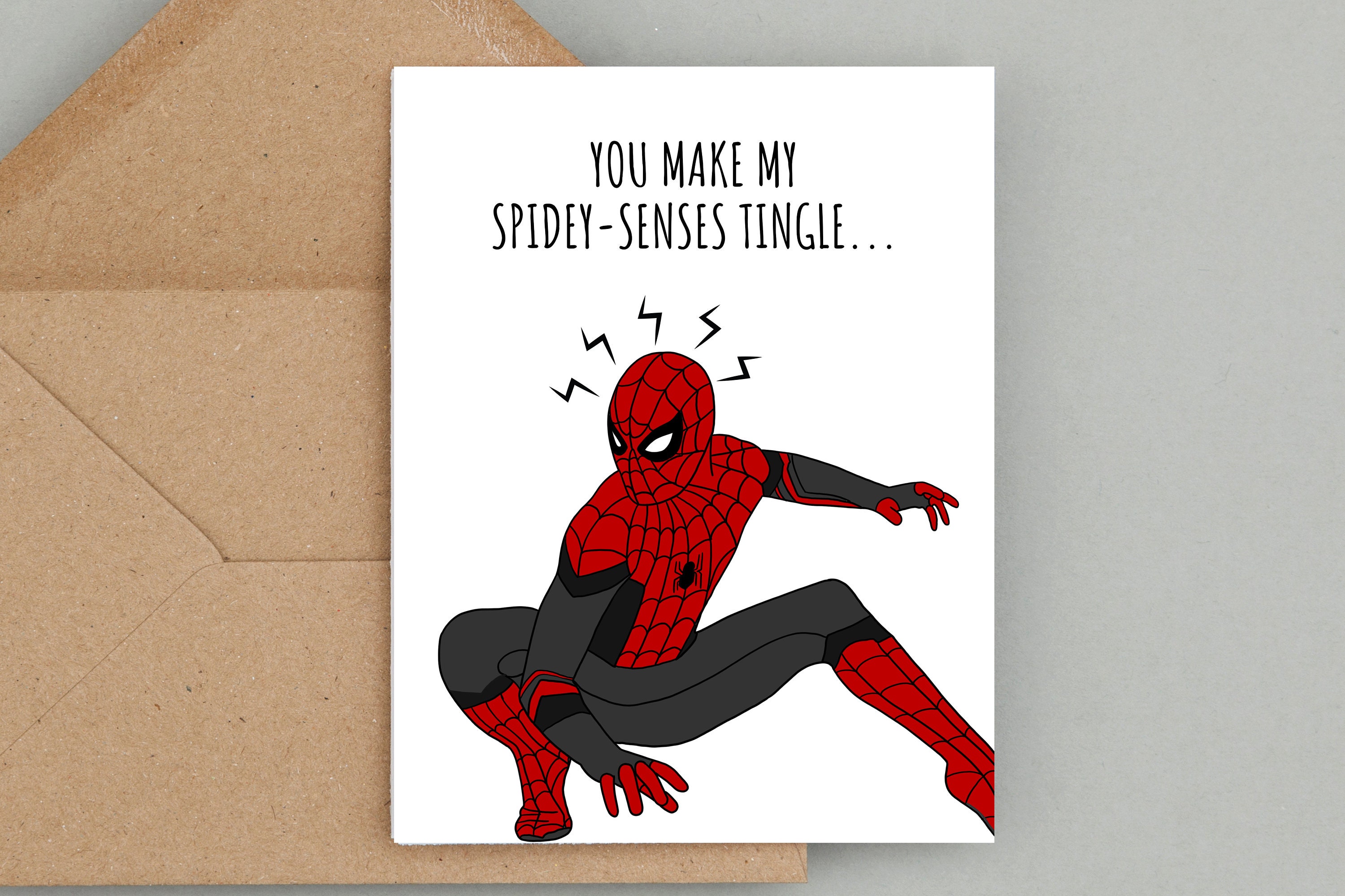Spider Man Greeting Card Funny Valentines Day Card Custom Valentine