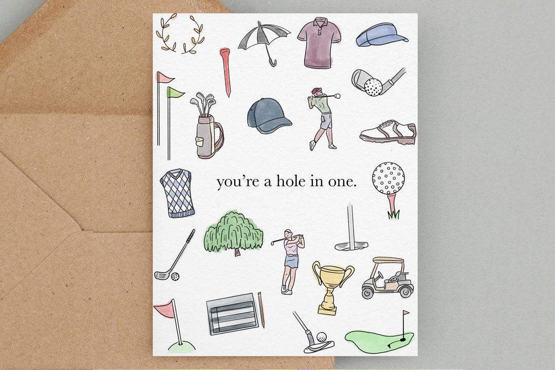 You're a Hole in One, Funny Golf Card, Golf Pun Birthday Card, Birthday ...