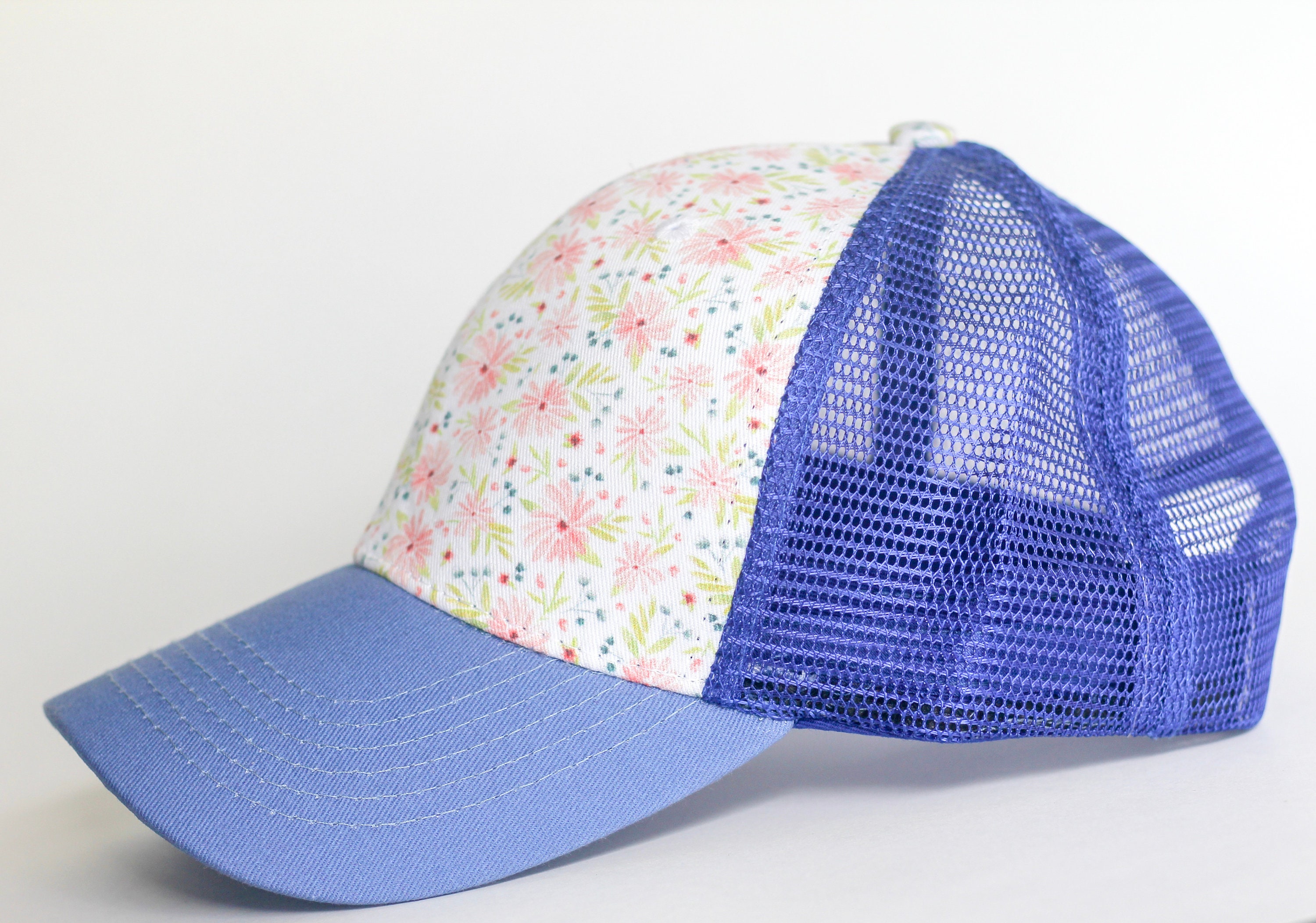 Floral Toddler Trucker Hat, Cobalt Blue Brim, Youth Size (54cm) - Etsy