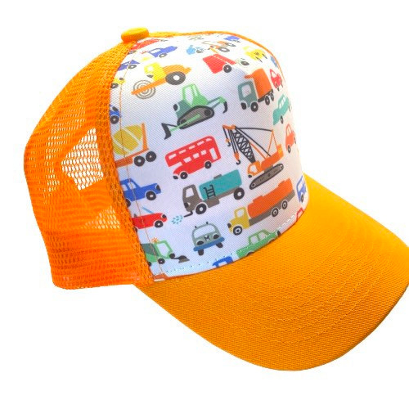 Orange truck toddler trucker hat Hat with trucks Curved | Etsy