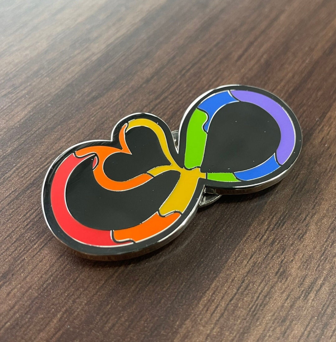 Rainbow Infinity Heart Enamel Pin, Autism Awareness Pin, Rainbow ...