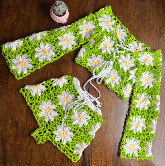 Daisy Crochet Set Crochet Daisy Shorts Crochet Festival - Etsy