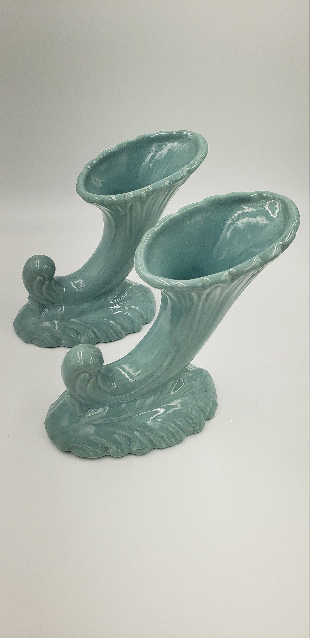 Set of Two 1940s Light Blue Cornucopia, - Etsy