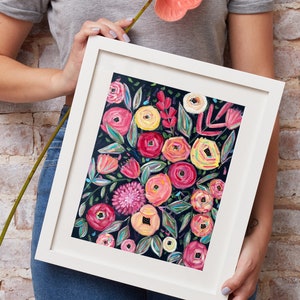 Bold Floral Print, Flower Wall Art, Colorful Floral Artwork, Modern ...