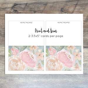 Watercolor Note Card Set, Printable Cards, Floral Notecards, Blank Assorted Note Cards, Folded ...