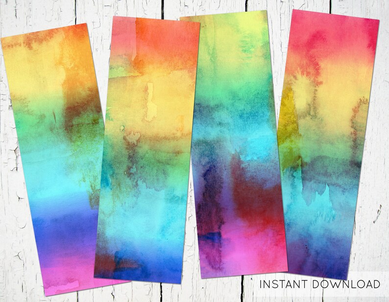 Colorful Rainbow Bookmarks Set of 4 Printables by Rachel Clark - Etsy