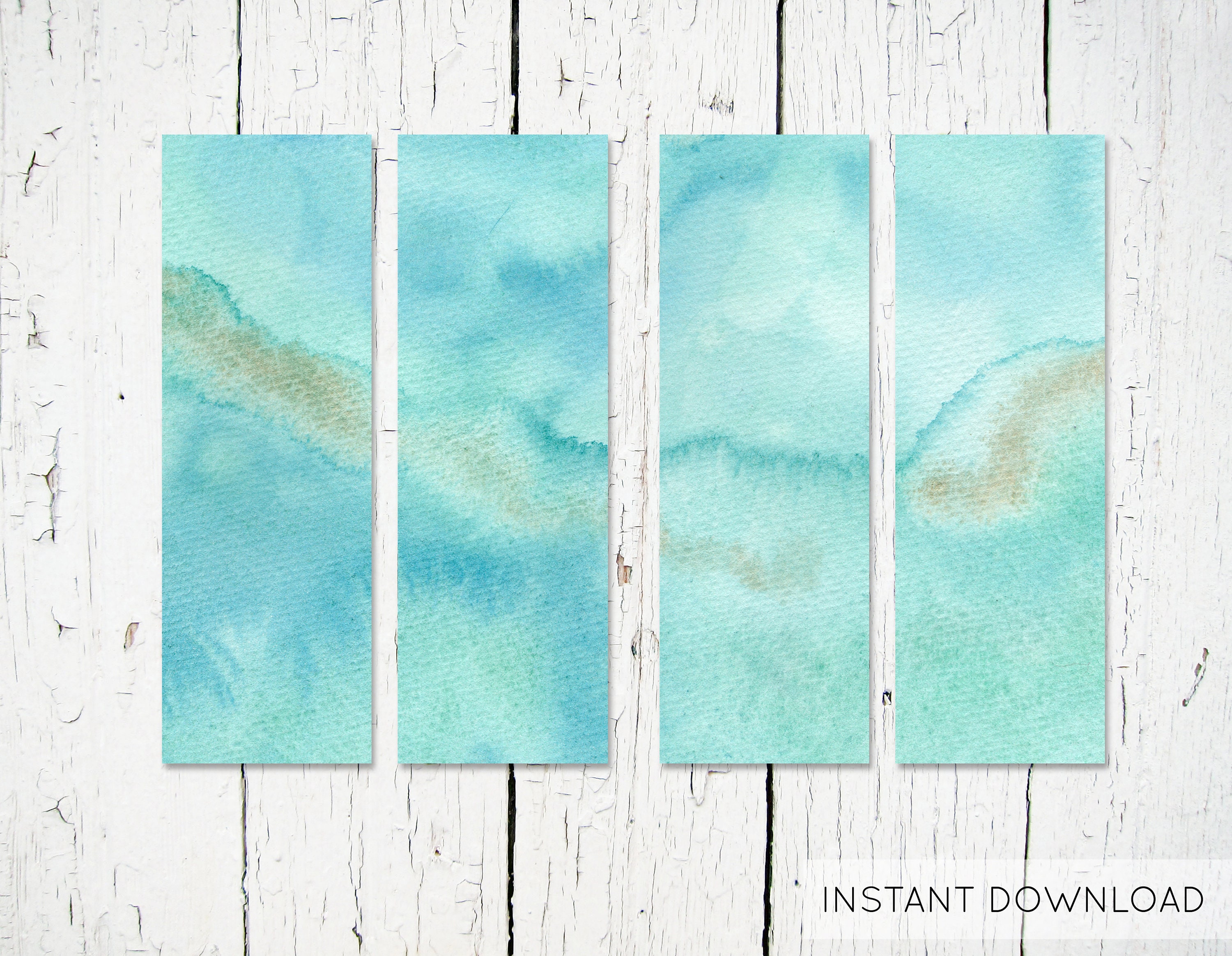 Ocean Blue Printable Bookmarks Set of 4 DIY Digital - Etsy