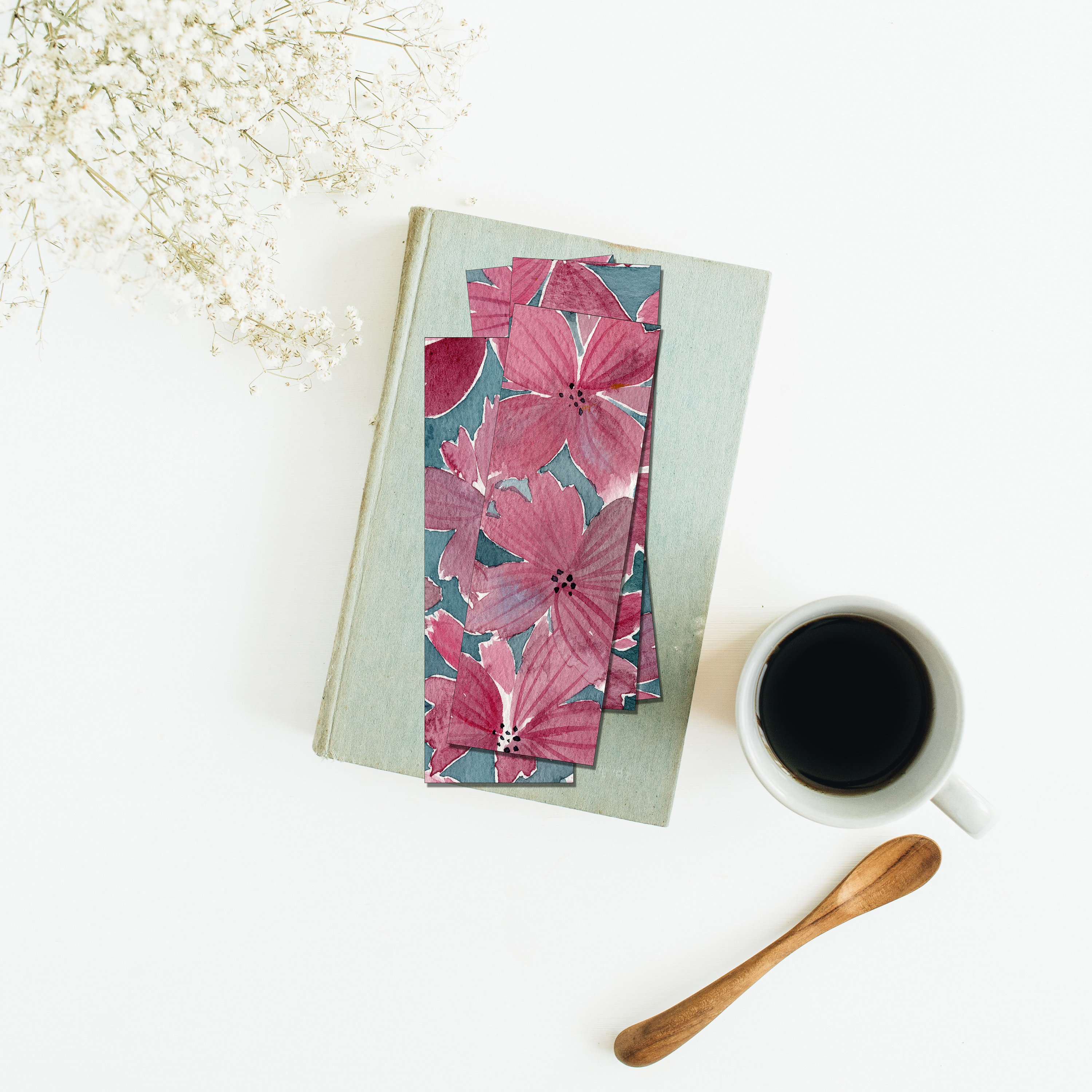 Colorful Flower Bookmarks, Printable Floral Bookmarks, Bookmark Set ...