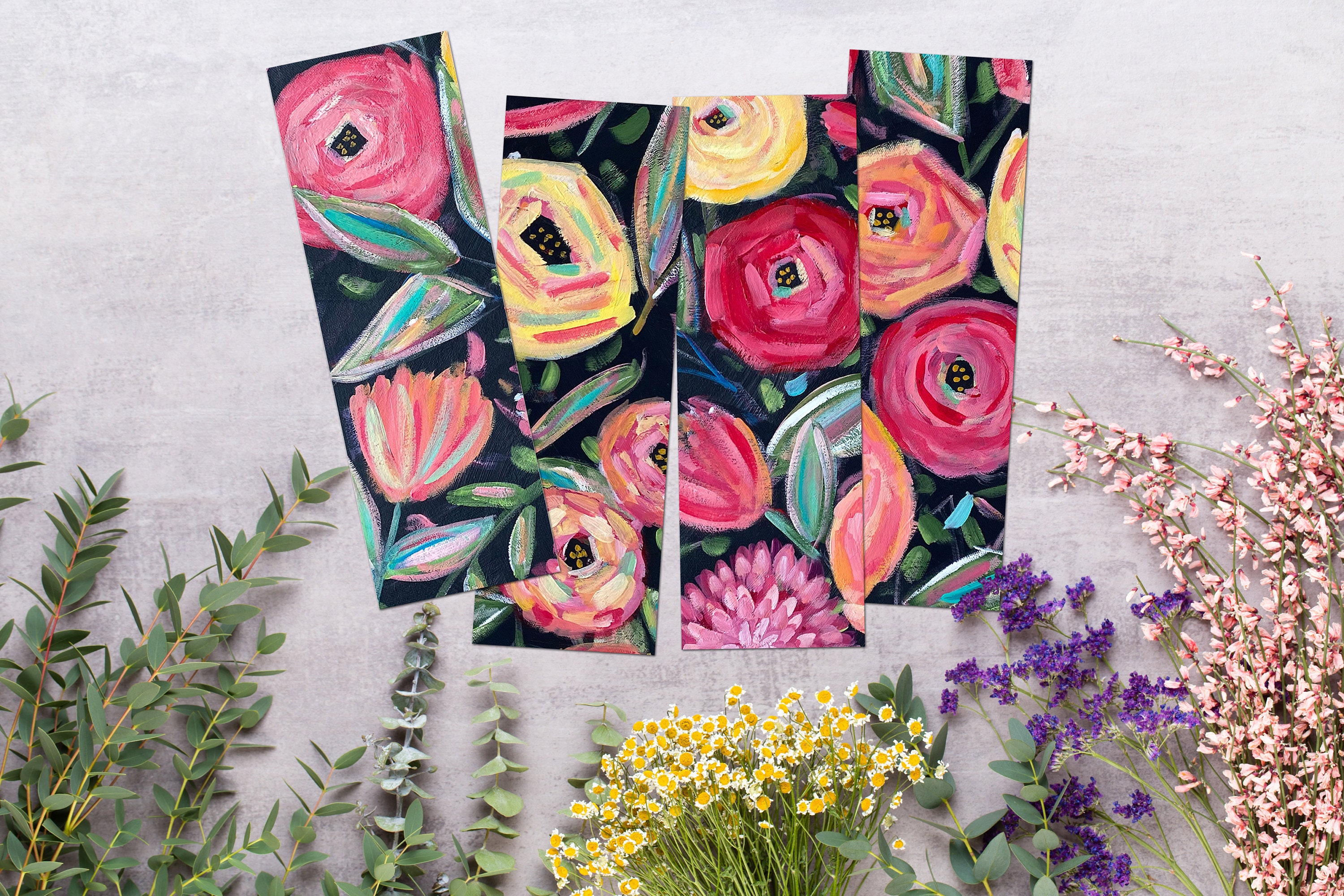 Colorful Flower Bookmarks, Floral Bookmarks, Printable Bookmarks ...