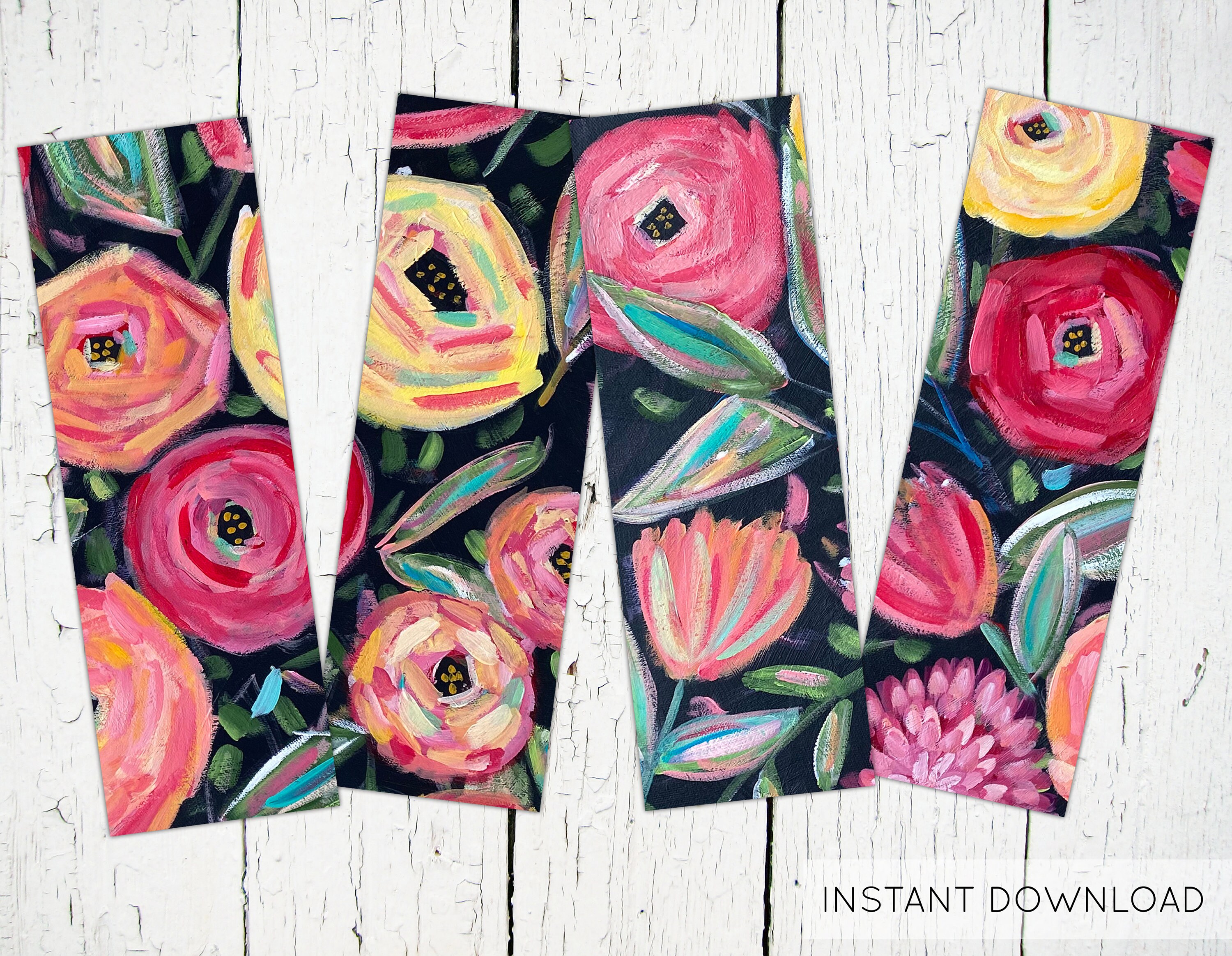 Colorful Flower Bookmarks, Floral Bookmarks, Printable Bookmarks ...