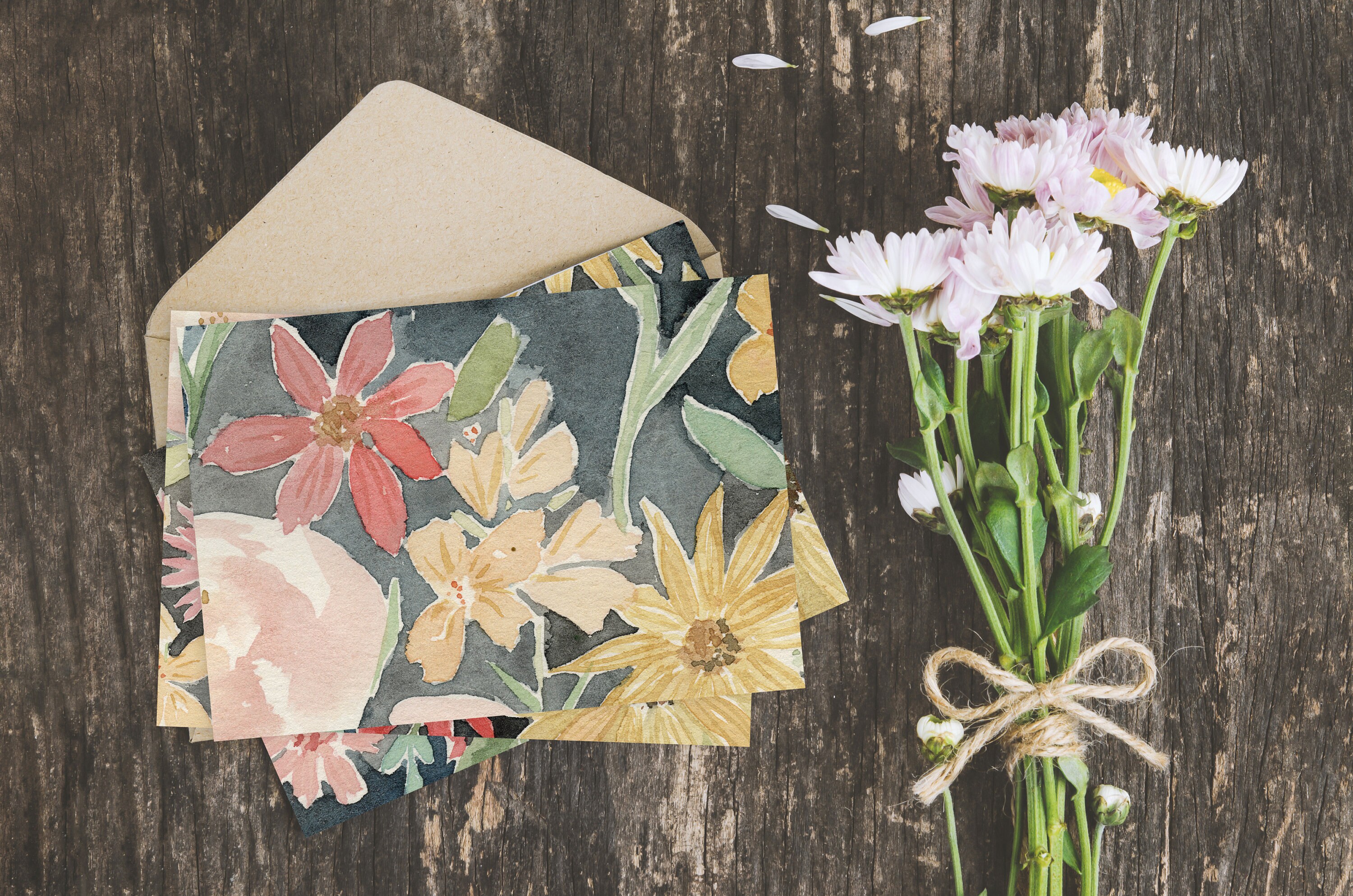 Printable Note Cards, Blank Note Cards, Watercolor Cards, Floral ...