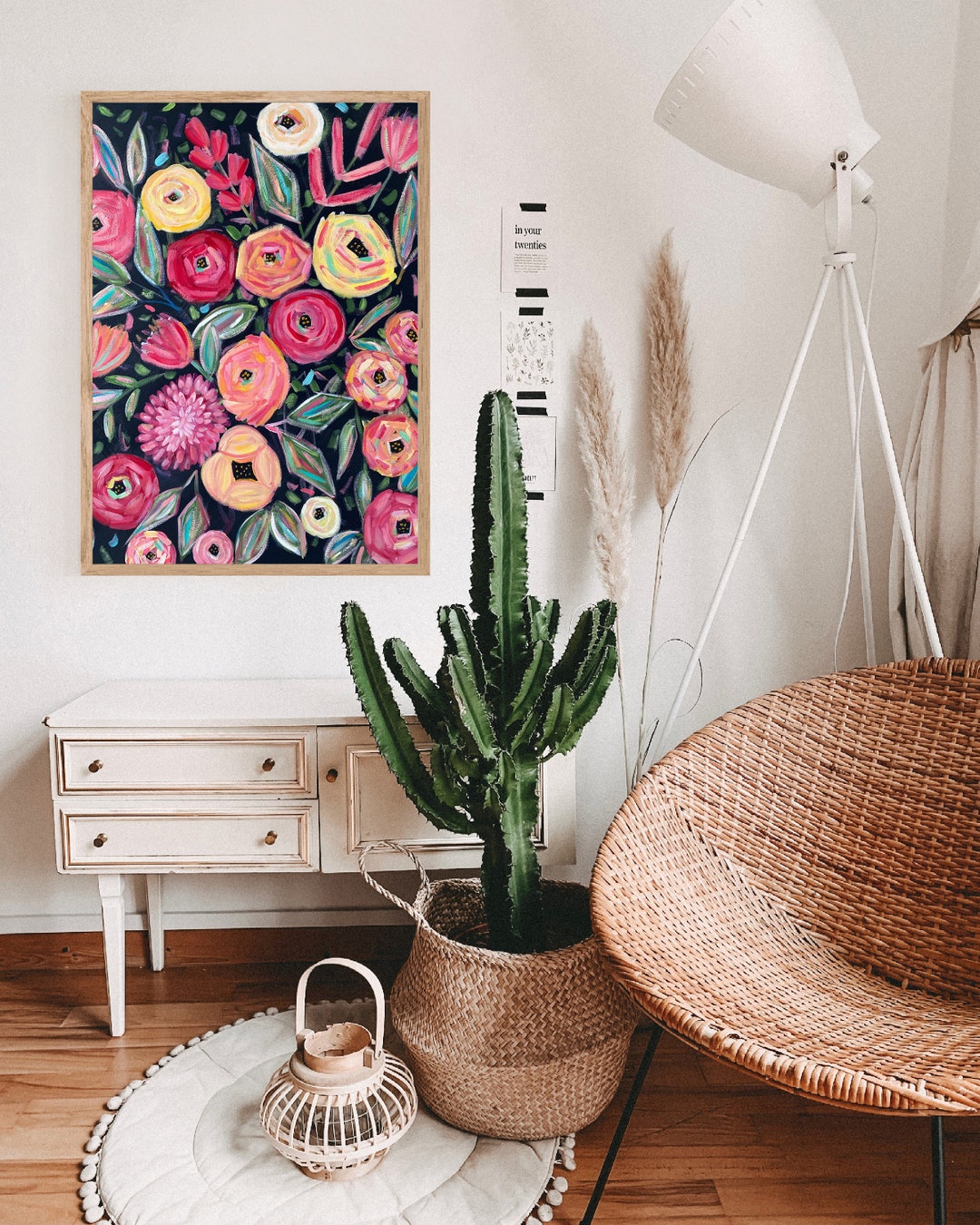 Bold Floral Print, Flower Wall Art, Colorful Floral Artwork, Modern ...