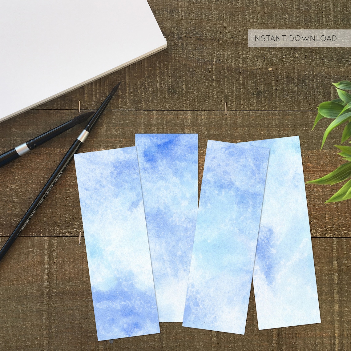 Printable Watercolor Bookmarks Sky Blue Bookmarks Digital | Etsy