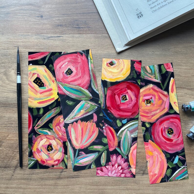 Colorful Flower Bookmarks, Floral Bookmarks, Printable Bookmarks ...