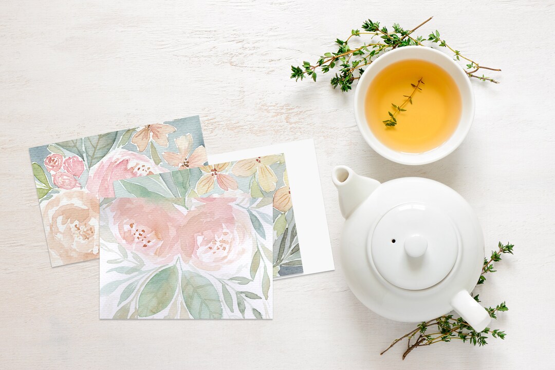 Watercolor Note Card Set Printable Cards Floral Notecards - Etsy