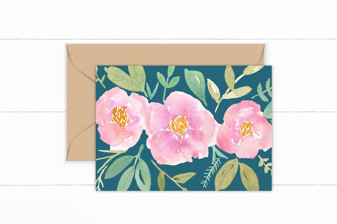 Peony Note Card, Floral Notecards, Blank Note Cards, Flower Stationary ...