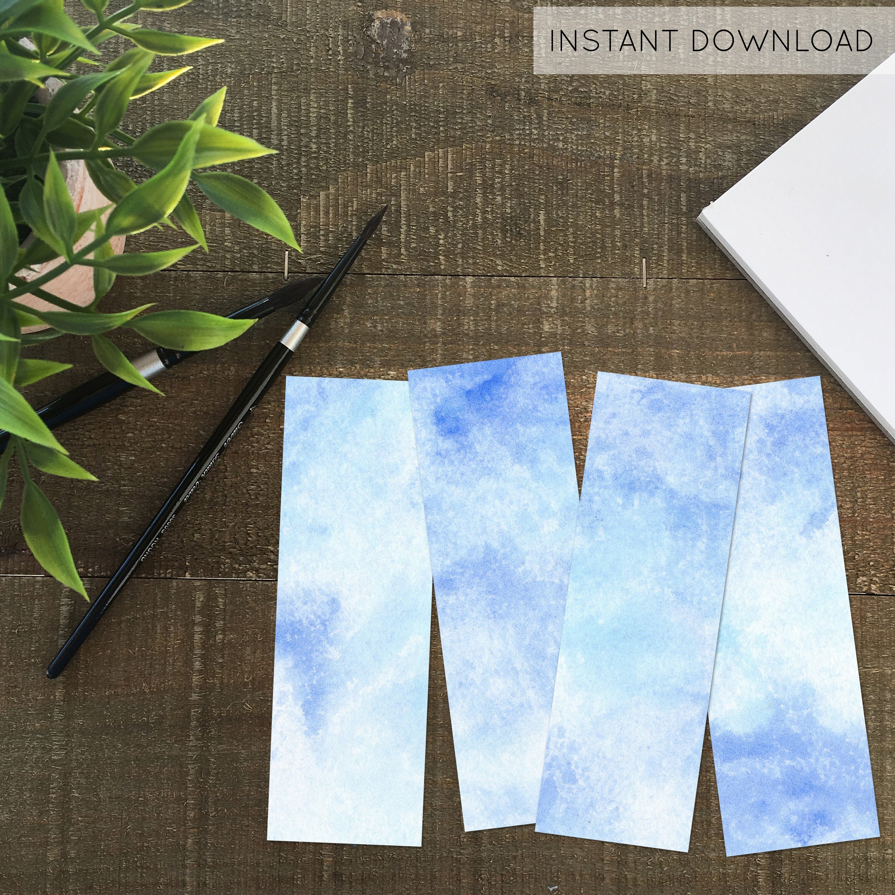 Printable Watercolor Bookmarks Sky Blue Bookmarks Digital | Etsy