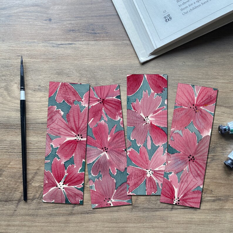 Colorful Flower Bookmarks, Printable Floral Bookmarks, Bookmark Set ...