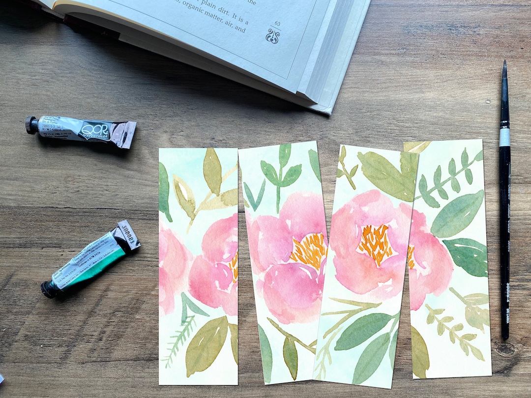 Floral Bookmarks, Flower Bookmark Set, Watercolor Bookmarks, Printable ...