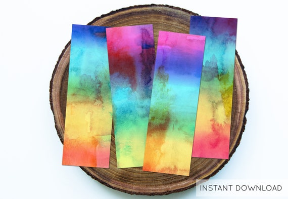 Colorful Rainbow Bookmarks Set of 4 Printables by Rachel Clark | Etsy