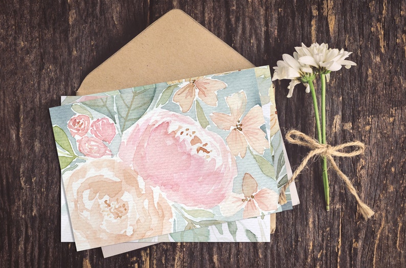 Watercolor Note Card Set Printable Cards Floral Notecards - Etsy