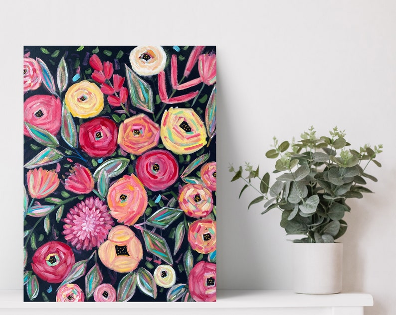 Bold Floral Print Flower Wall Art Colorful Floral Artwork - Etsy