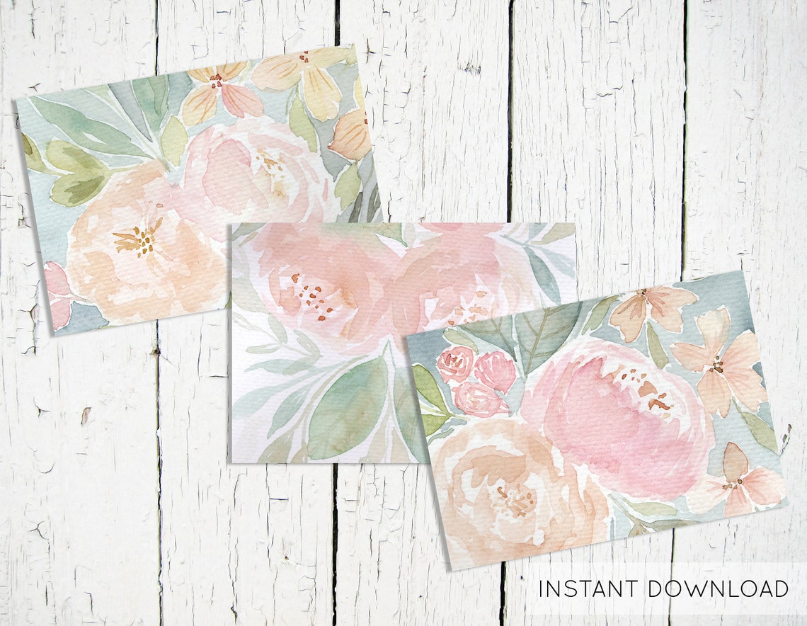 Watercolor Note Card Set Printable Cards Floral Notecards - Etsy