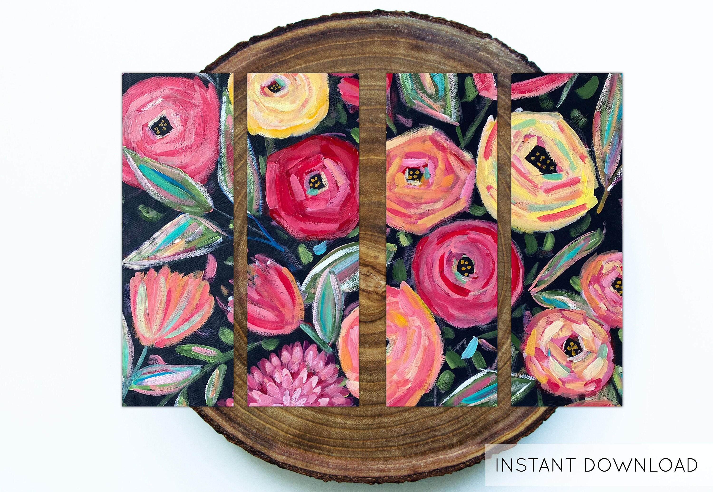 Colorful Flower Bookmarks, Floral Bookmarks, Printable Bookmarks ...