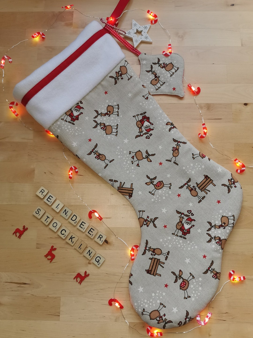 Handmade Scandi Reindeer & Santa Christmas Stocking - Etsy