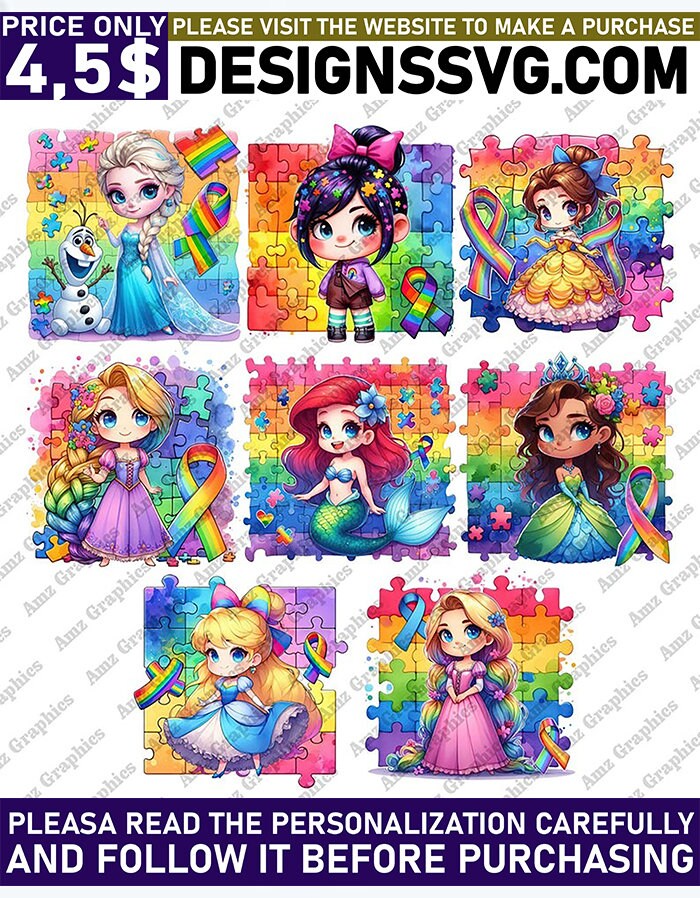 15 Autism Princess Png Bundle, Autism Awareness Png, Awareness Png, Be ...