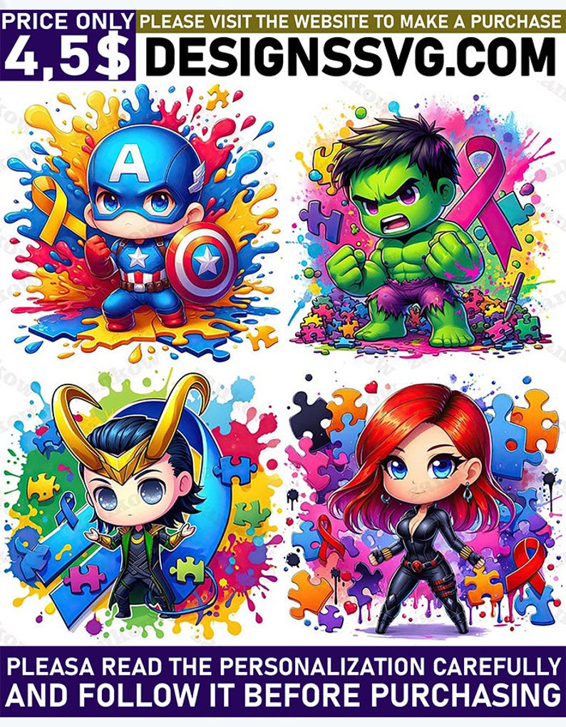 8 Autism Superhero Png Bundle, Autism Awareness Png, Awareness Png, Be ...