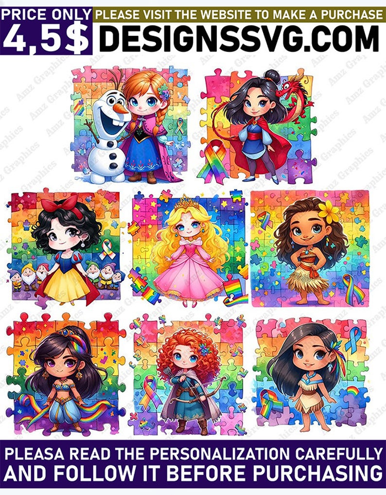 15 Autism Princess Png Bundle, Autism Awareness Png, Awareness Png, Be ...