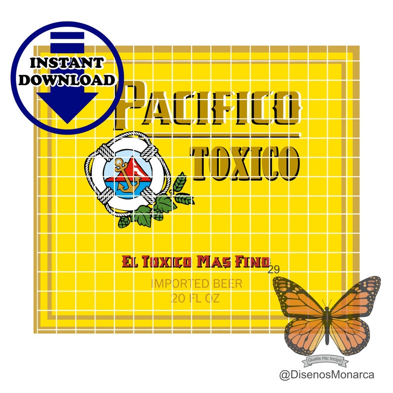 Pacifico Cerveza Toxico and Toxica Beer Sublimation Design, 20 Oz ...