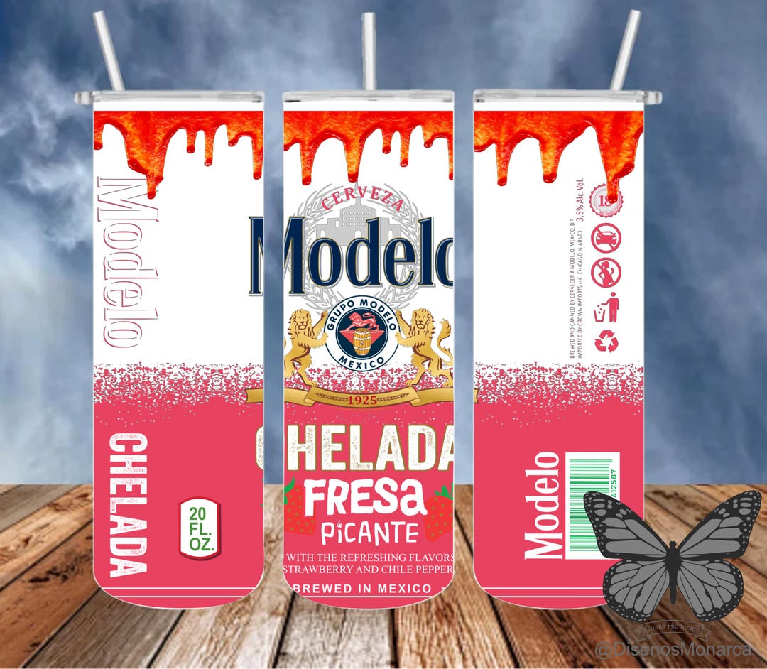 Modelo Chelada Fresa Picante Sublimation Design, 20 Oz Skinny Tumbler ...