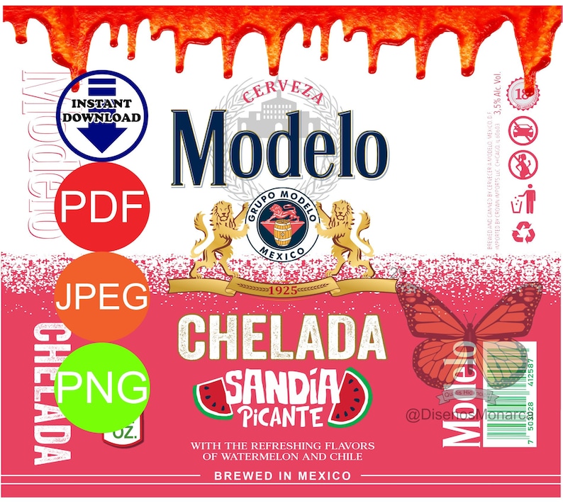 Modelo Chelada Sandia Sublimation Design, 20 Oz Skinny Tumbler, Tumbler ...