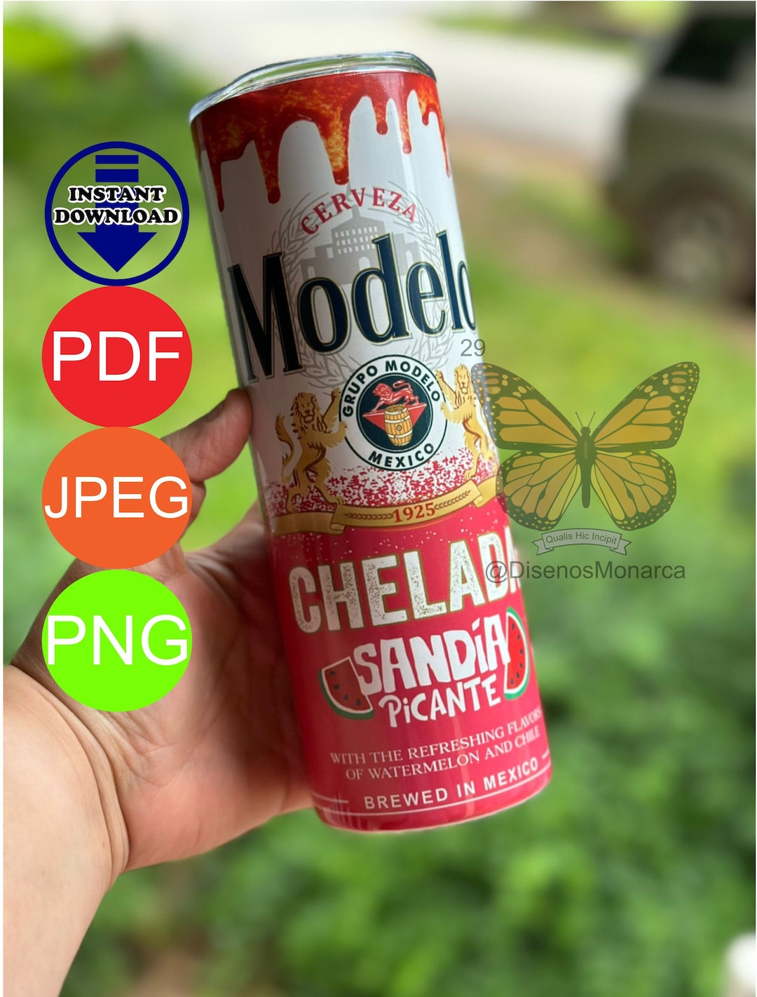 Modelo Chelada Sandia Sublimation Design, 20 Oz Skinny Tumbler, Tumbler ...