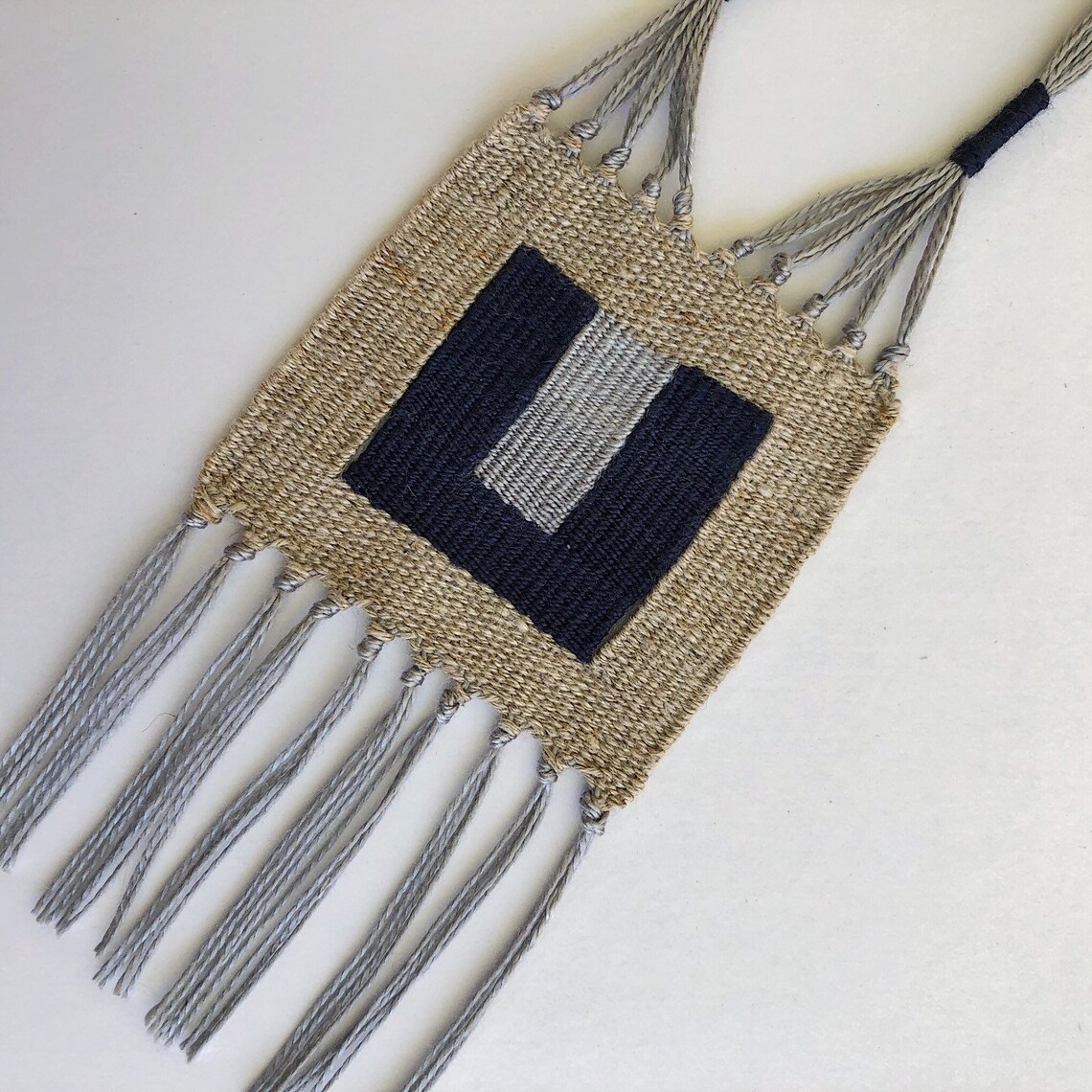 Modern Woven Necklace - Mini Tapestry - Fiber Jewelry - Tassel Necklace ...