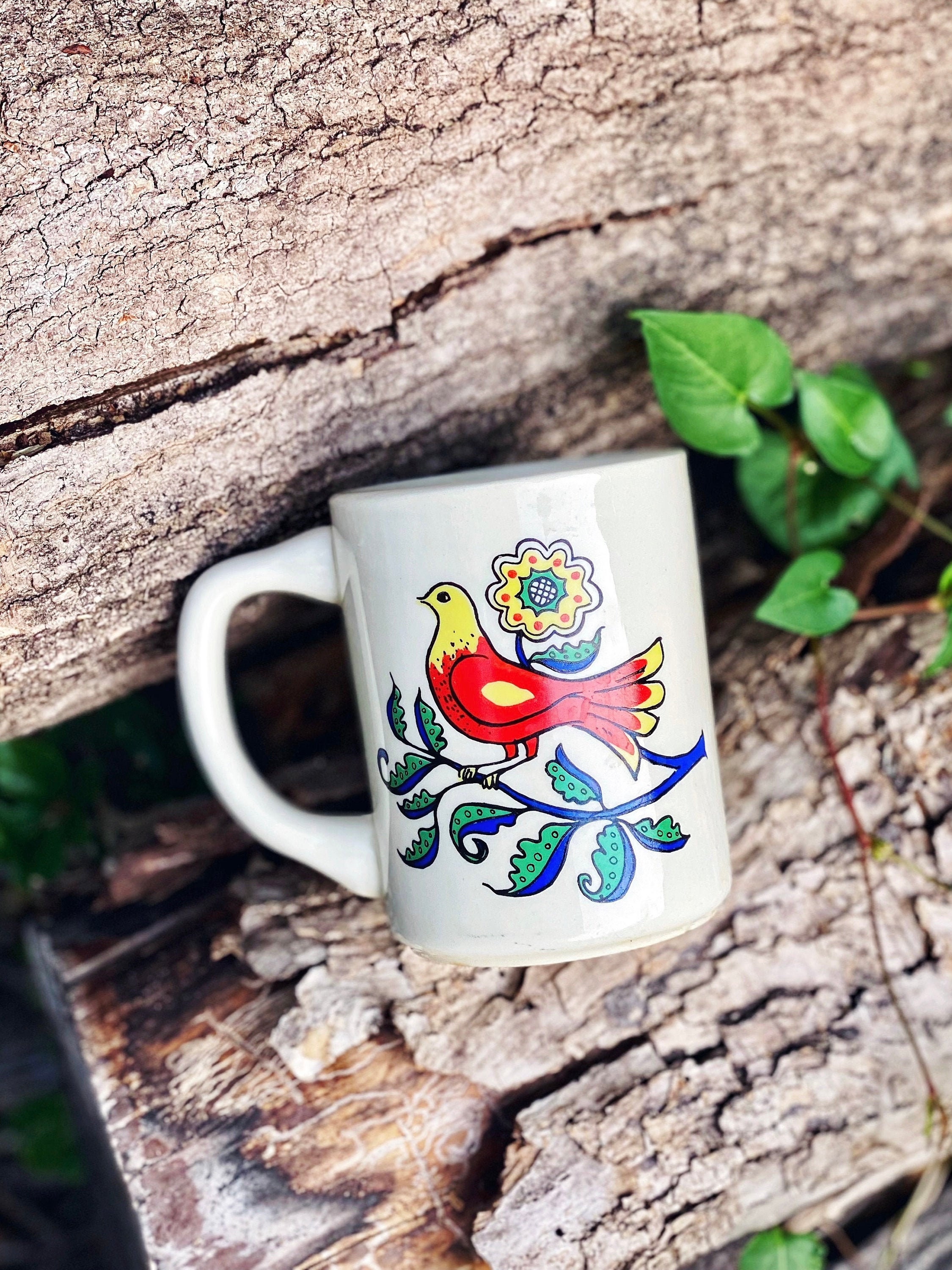 Folk Art Bird Mug - Etsy
