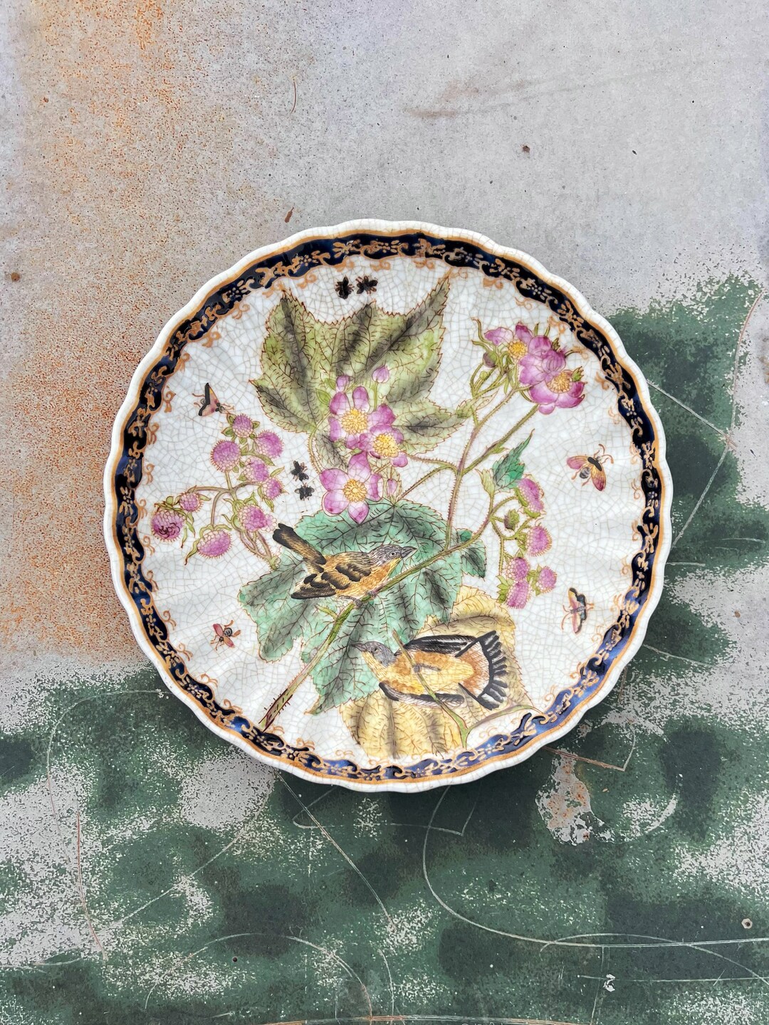 Vintage Hua Rong Tang Zhi Decorative Plate With Birds & Butterflies - Etsy
