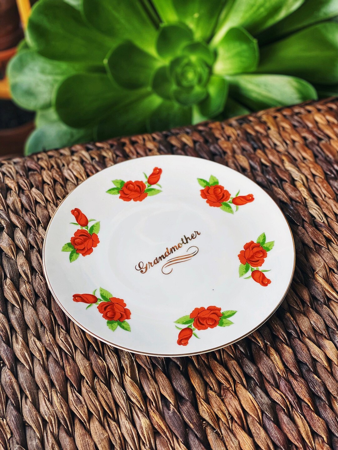 Decorative Grandmother Plate With Roses - Etsy
