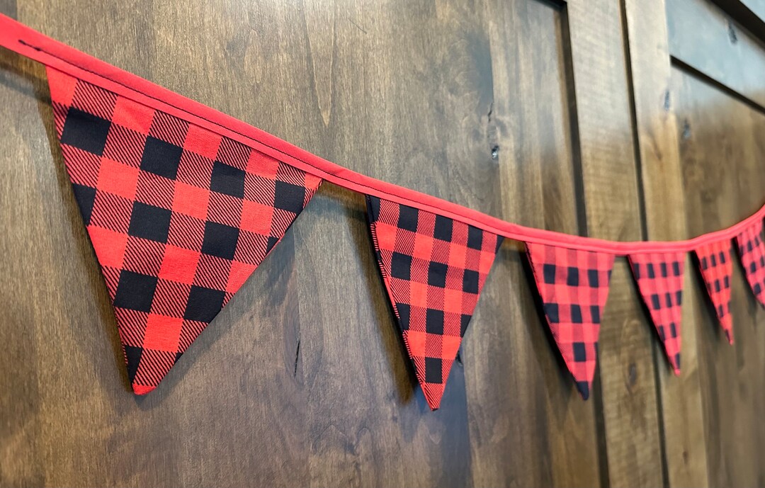 Buffalo Check Birthday Pennant Banner Fabric Banner Party Decor - Etsy