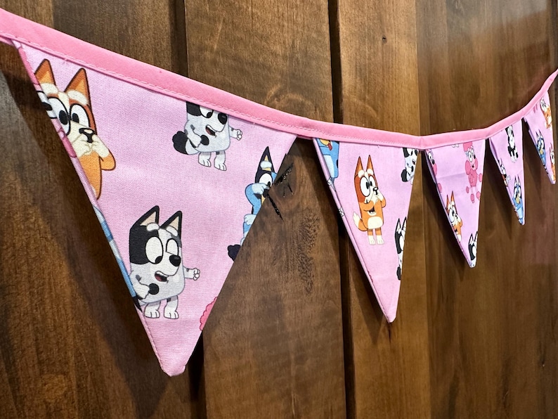 Bluey Birthday Pennant Banner Fabric Bunting Banner Party Decor - Etsy