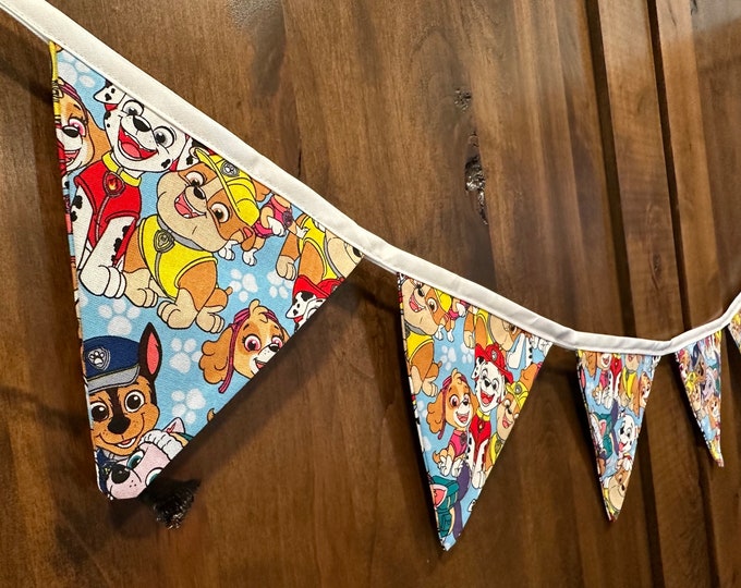 Paw Patrol Birthday Pennant Banner Fabric Banner Party Decor - Etsy