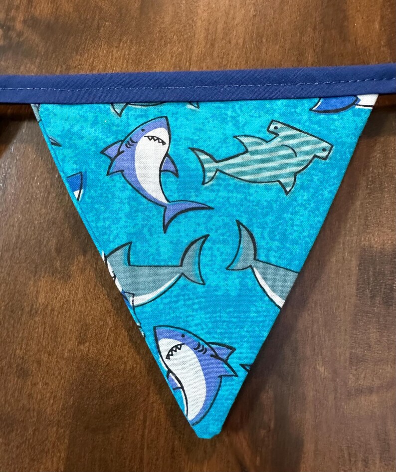 Sharks Birthday Pennant Banner Fabric Banner Party Decor Bedroom Decor ...
