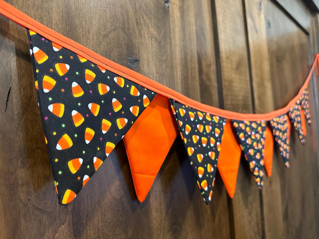 Halloween Banner Candy Corn Banner Fabric Banner Party Decor Door Decor ...